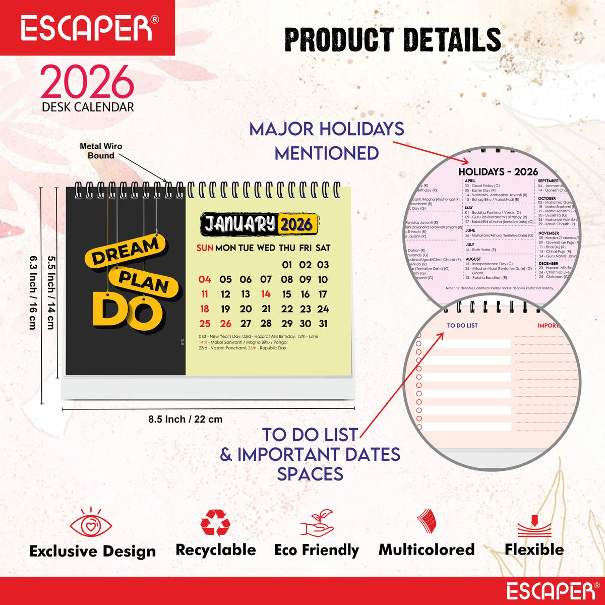 ESCAPER 2026 Calendars - Desk, Table & Wall Calendars – Organize, Insp
