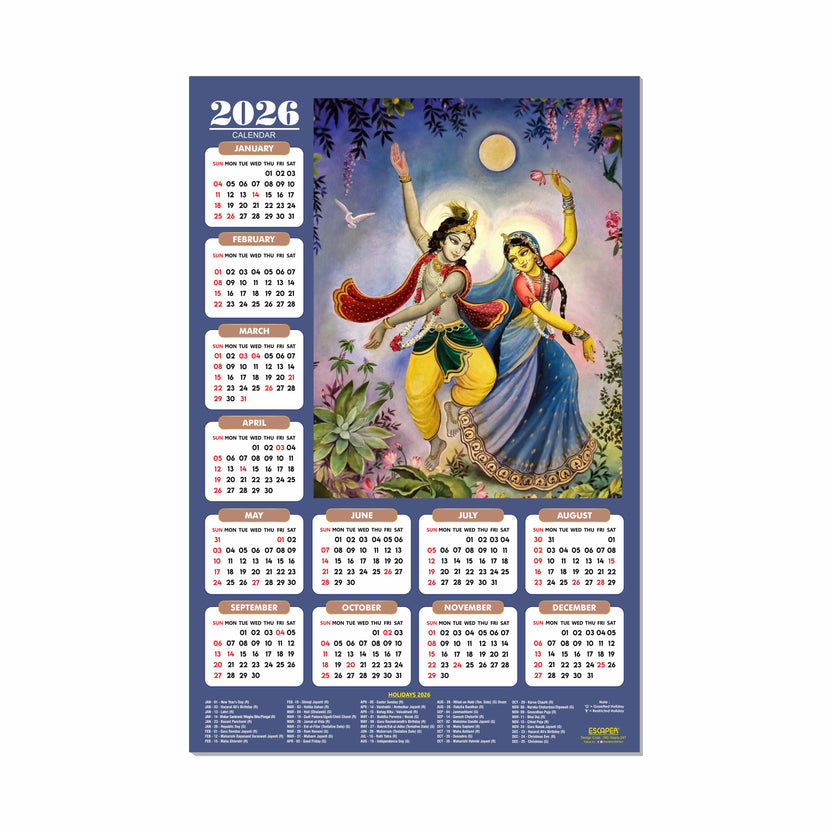 Shree Krishna Wall Calendar 2026 (45 x 30 cm) - Radha Krishna Wall Dec ...